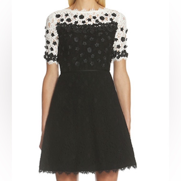 Shani | Dresses | Shani Floral Appliqu Lace Black And White Dress ...